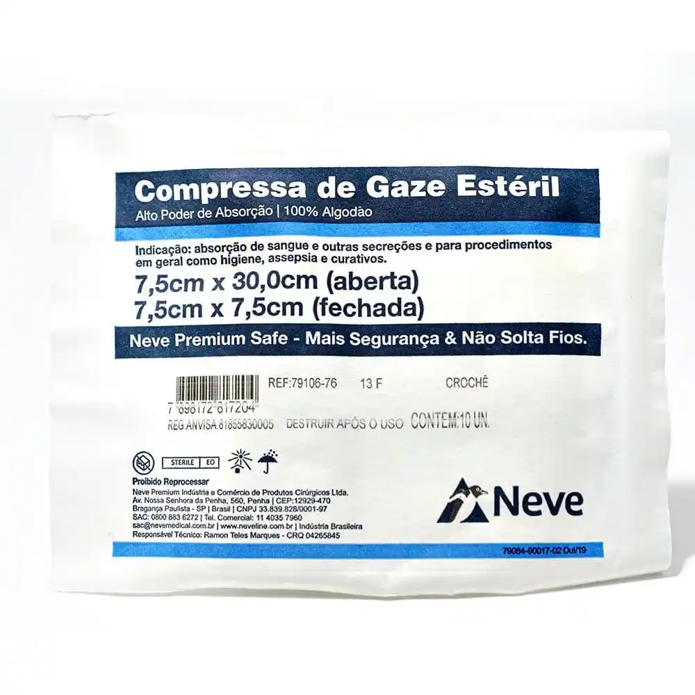 Gaze Estéril Compressa com 13 Fios - Neve - Casa do Médico